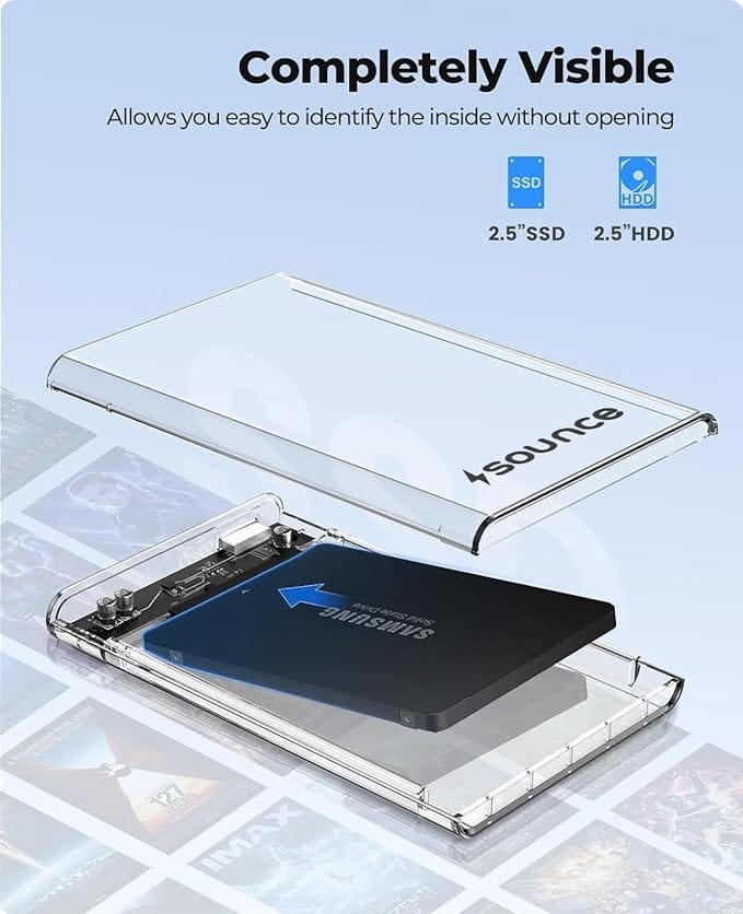 Sounce 2.5" SATA SSD Enclosure Transparent Case
